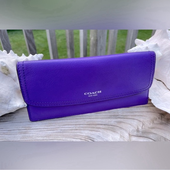 Coach | Bags | Coach Ultraviolet Purple Skinny Snap Wallet | Poshmark
